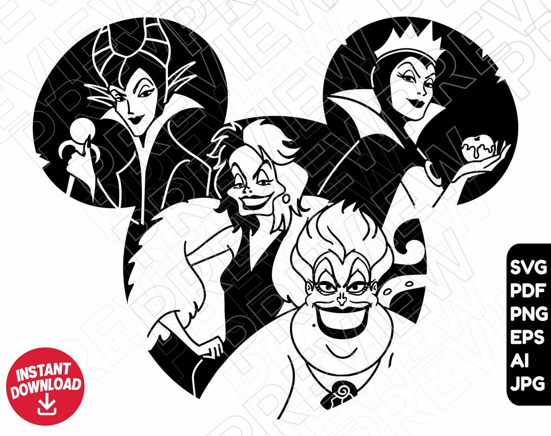 Villains SVG Png Clipart , Maleficent Cruella Ursula Evil Queen ...