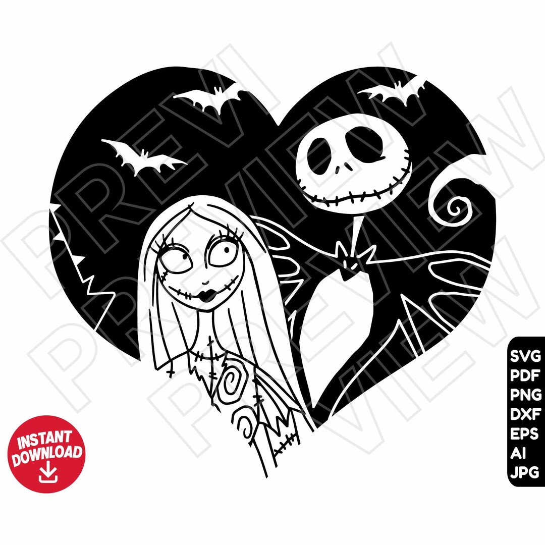 The Nightmare Before Christmas SVG Jack Sally , Love , Halloween Dxf ...