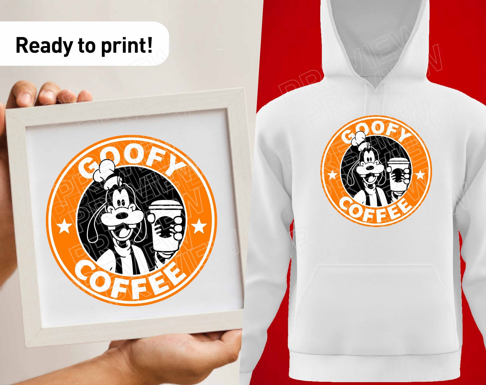 Goofy Coffee SVG Png Clipart Cut File Layered by Color - Etsy