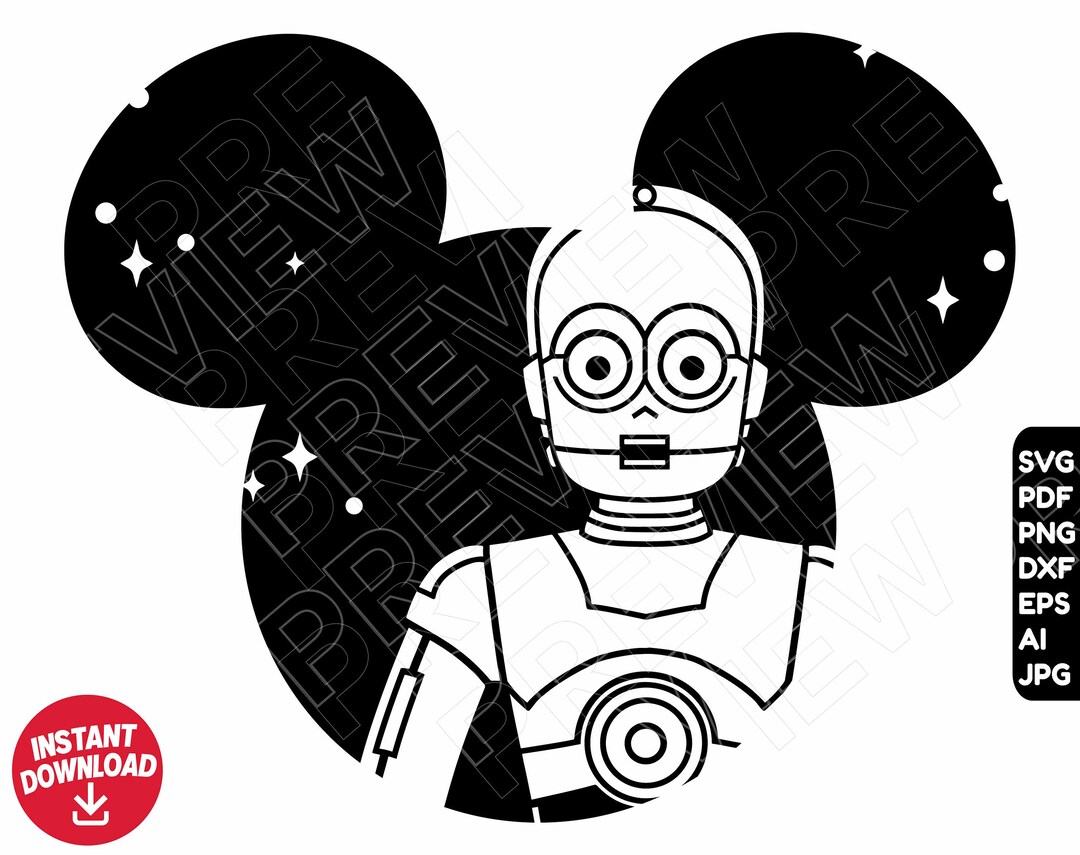 C-3PO Star Wars Ears DXF Png Clipart , Cut File Outline Silhouette - Etsy