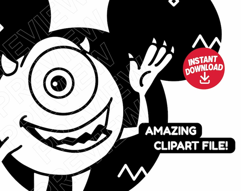 Monsters Inc Mike SVG Ears DXF Clipart Png Cut File Outline - Etsy