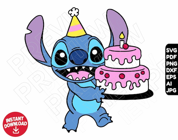 Stitch Birthday SVG Dxf Png Clipart Cut File Layered by - Etsy Israel