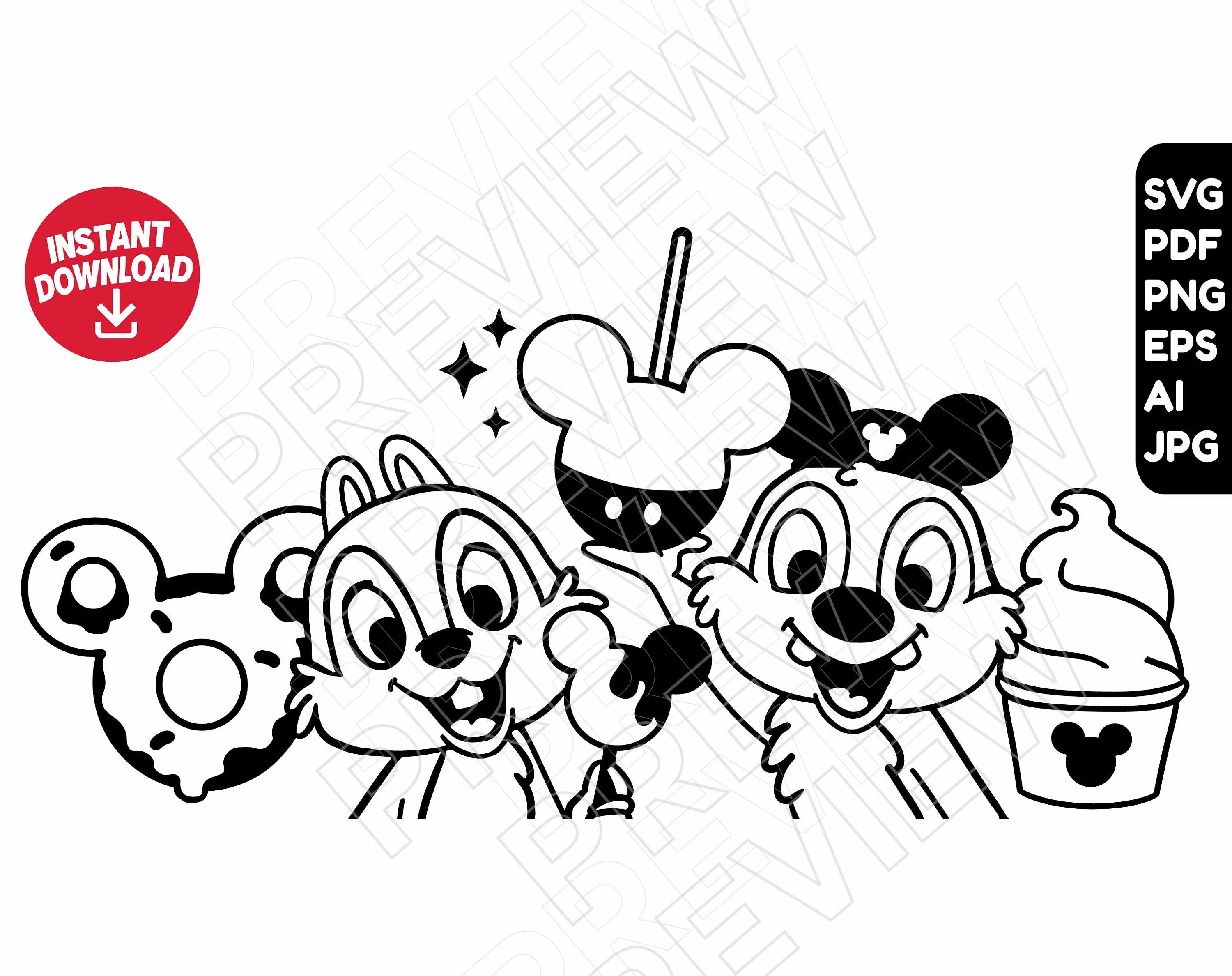 Chip and Dale SVG Clipart Png Disneyland Snacks Svg Cut - Etsy
