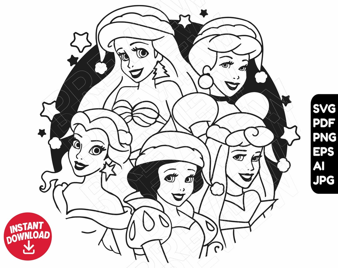Princess Christmas SVG , Disneyprincess Svg Princesses Png Clipart ...