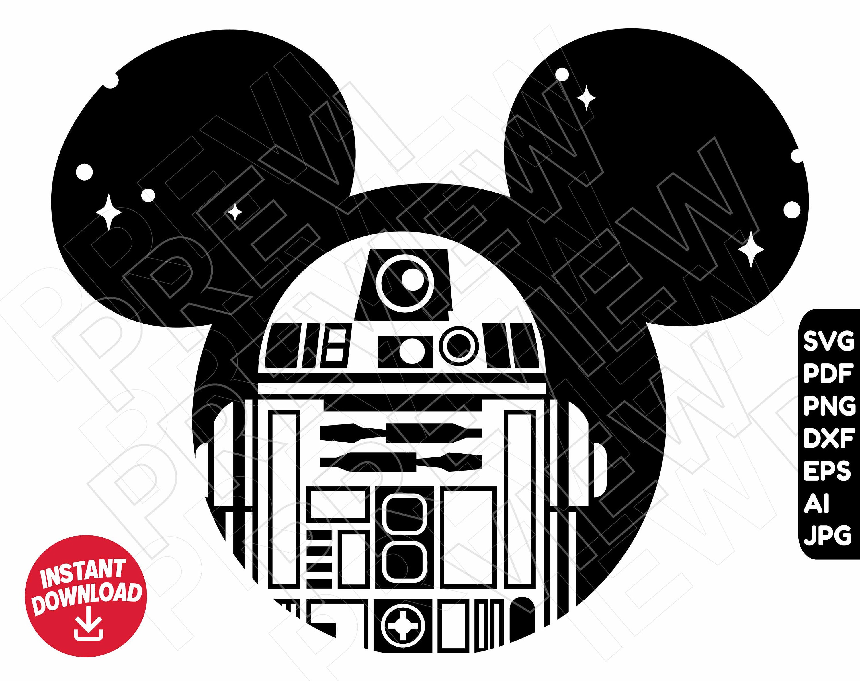 R2D2 SVG Star Wars Ears DXF Png Clipart Cut File Outline - Etsy Canada
