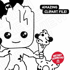 Groot Disneyland Snacks SVG Dxf Png Clipart , Cut File Outline ...