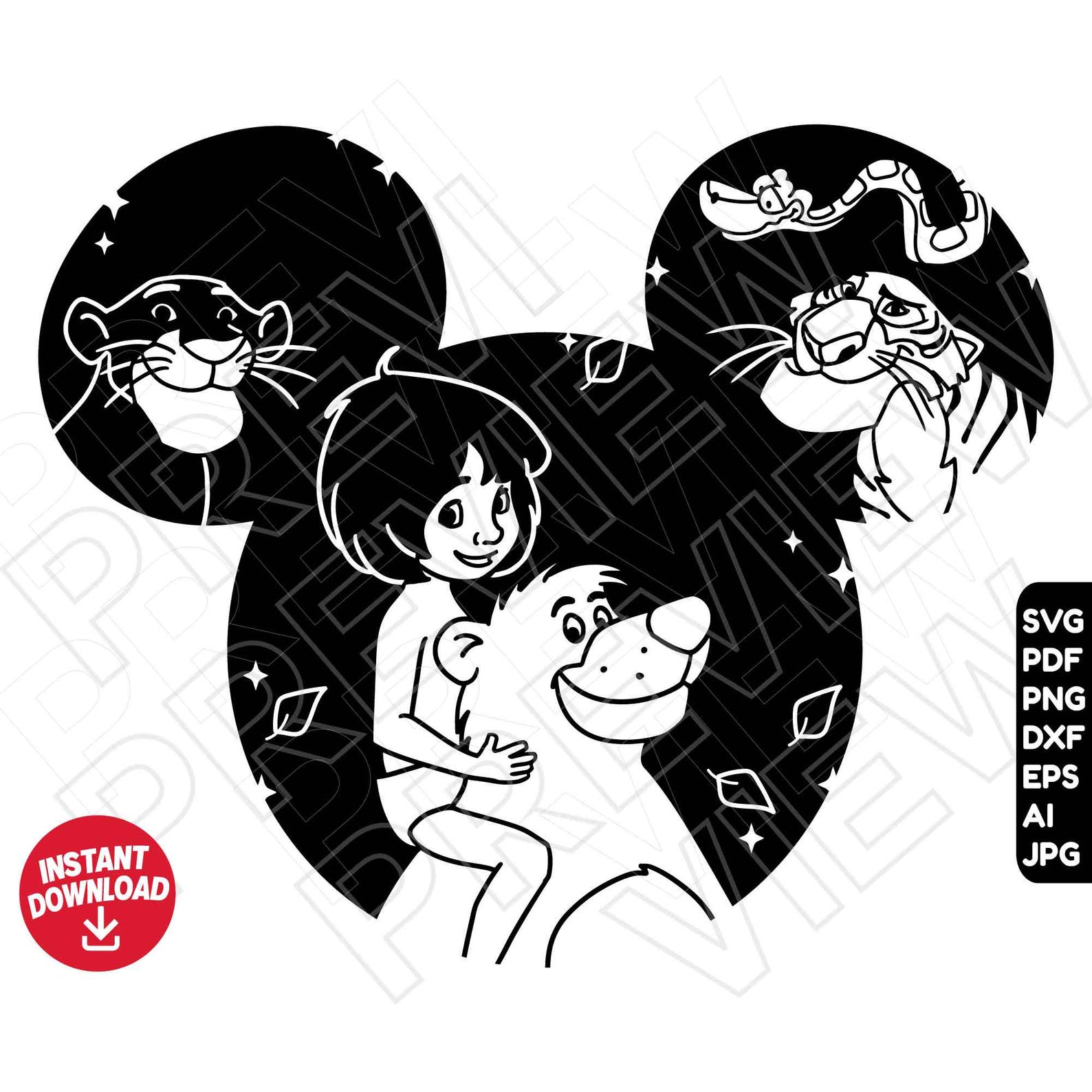 Jungle Book SVG Png Dxf Clipart , Cut File Outline Silhouette - Etsy