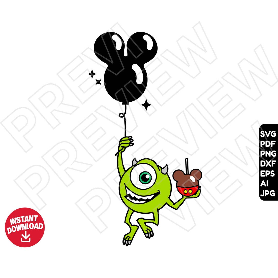 Mike Wazowski SVG Balloon Monsters Inc Dxf Png Clipart , Cut File ...
