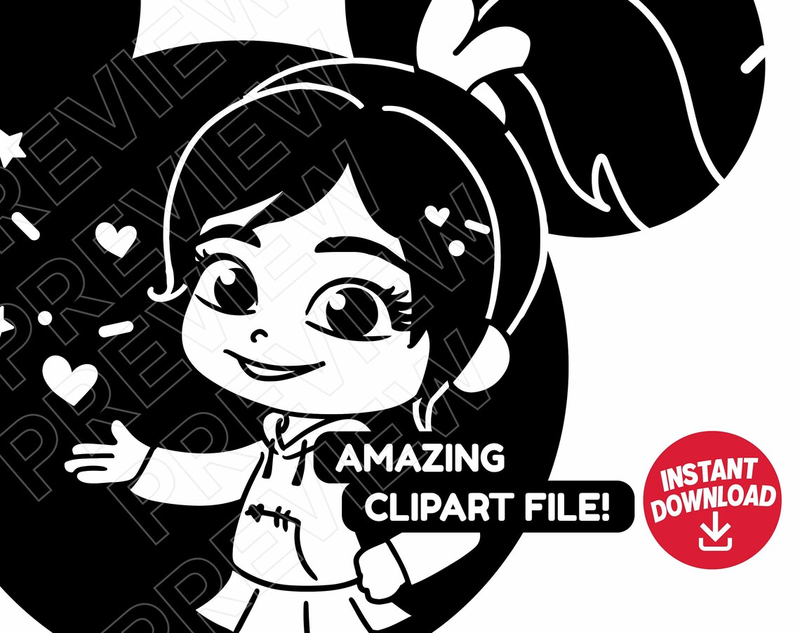 Vanellope SVG Wreck It Ralph Png Clipart Cut File Outline - Etsy