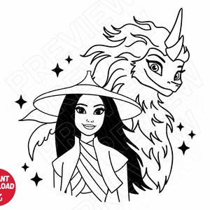 Raya Sisu SVG Raya and the Last Dragon Clipart Png , Cut File , Outline ...