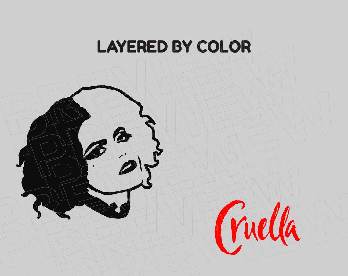 Cruella SVG Villain Png Clipart Vector Cut File Outline - Etsy