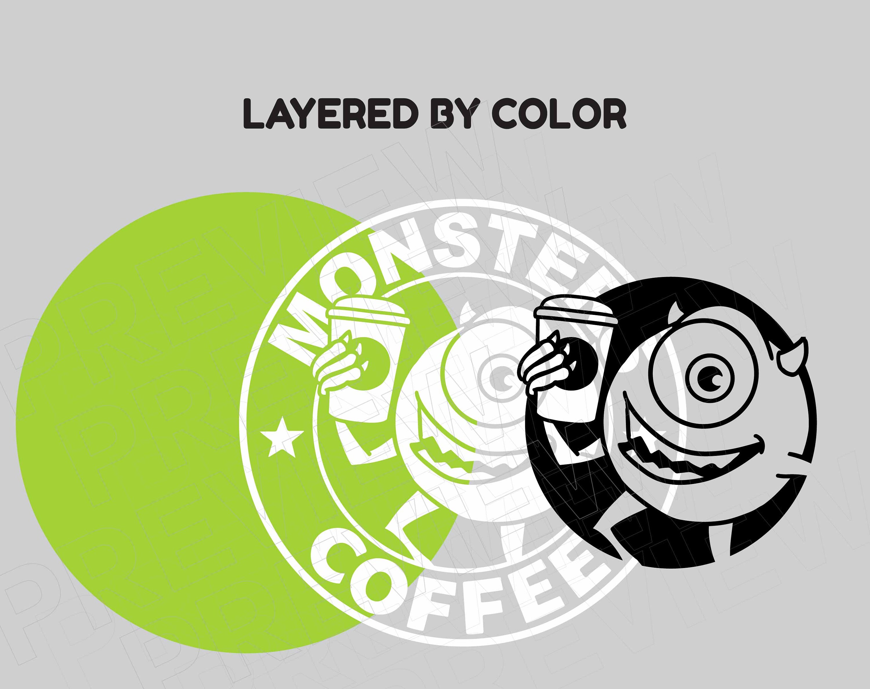 Monsters Inc SVG Mike Coffee Png Clipart Cut File Layered by - Etsy UK