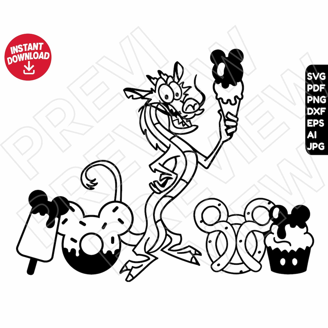 Mushu SVG snacks mulan , cut file outline silhouette - Etsy México
