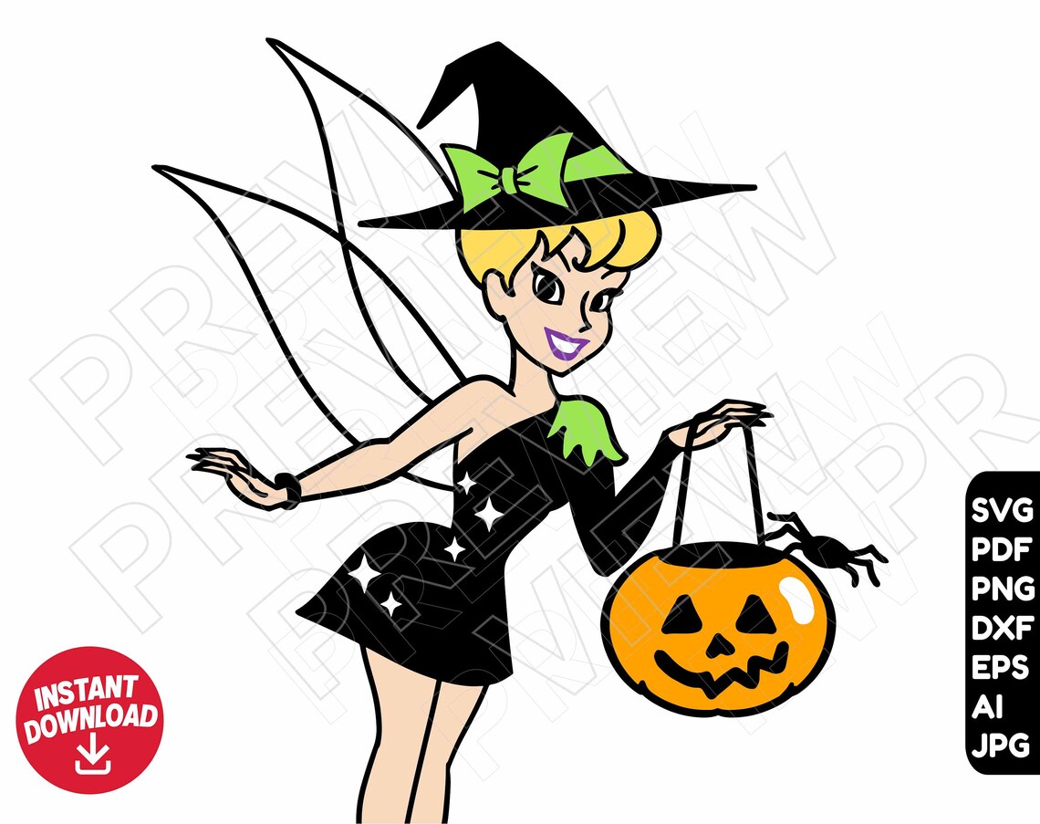 Tinkerbell SVG Halloween Witch Dxf Png Clipart Cut File - Etsy