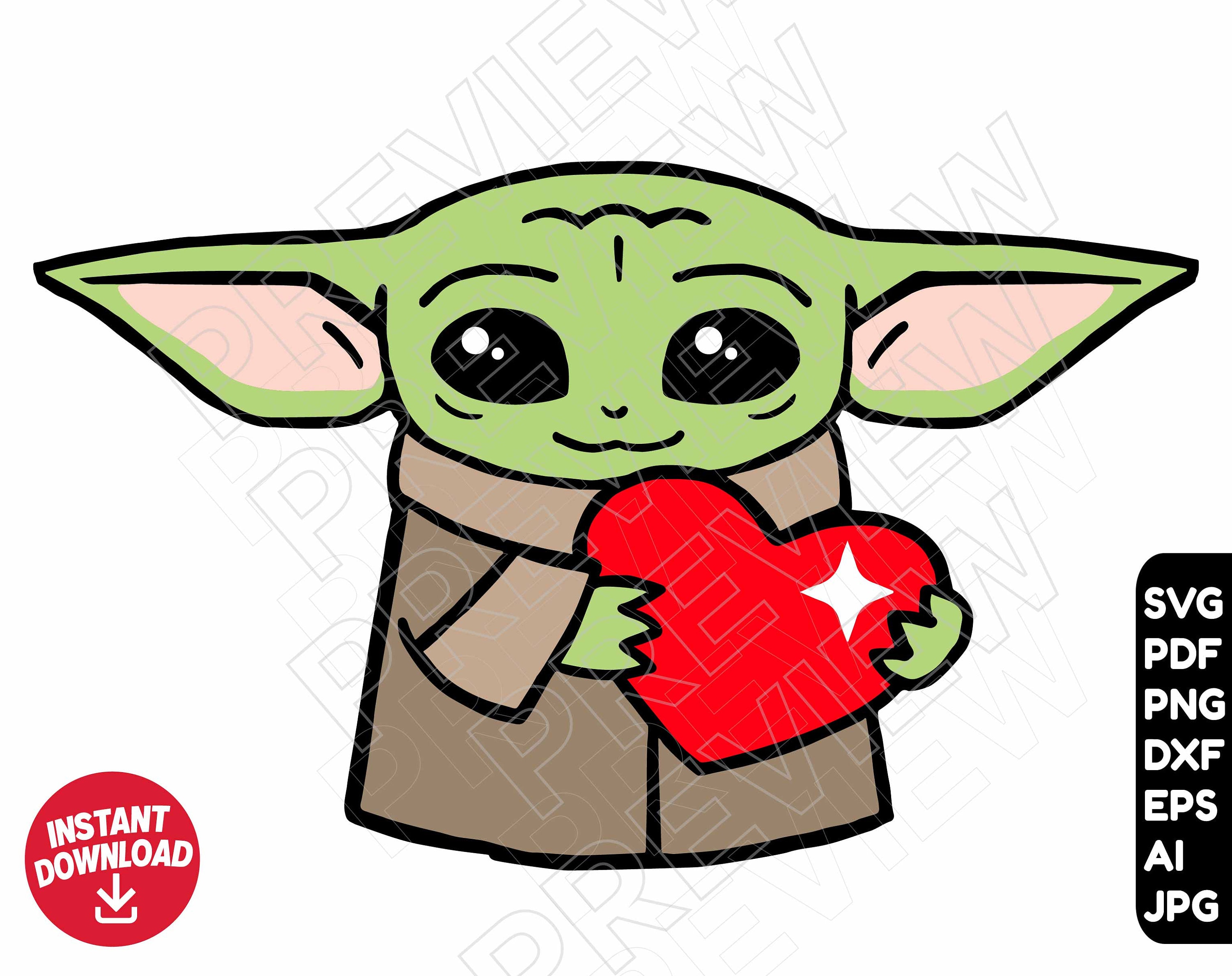 Baby Yoda SVG Heart Love Png Clipart Cut File Layered by - Etsy Canada