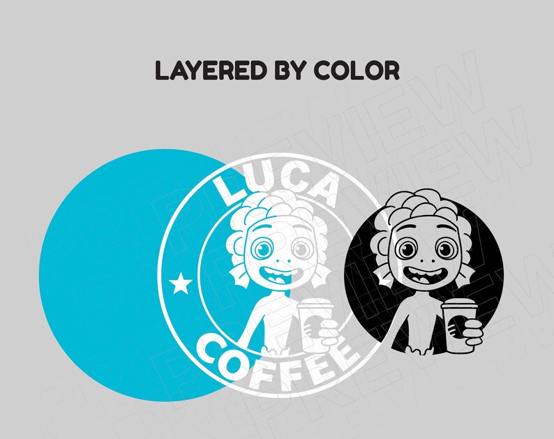 Luca SVG Coffee Clipart Png Cut File Layered by Color - Etsy