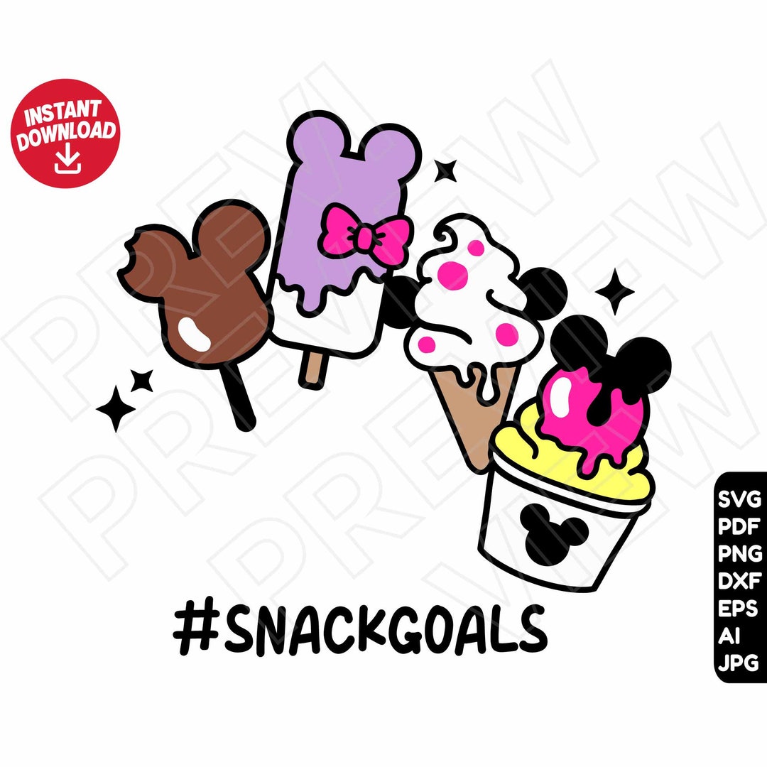 Snacks Disneylandd SVG Png Dxf Clipart , Ice Cream , Snack Goals , Cut ...