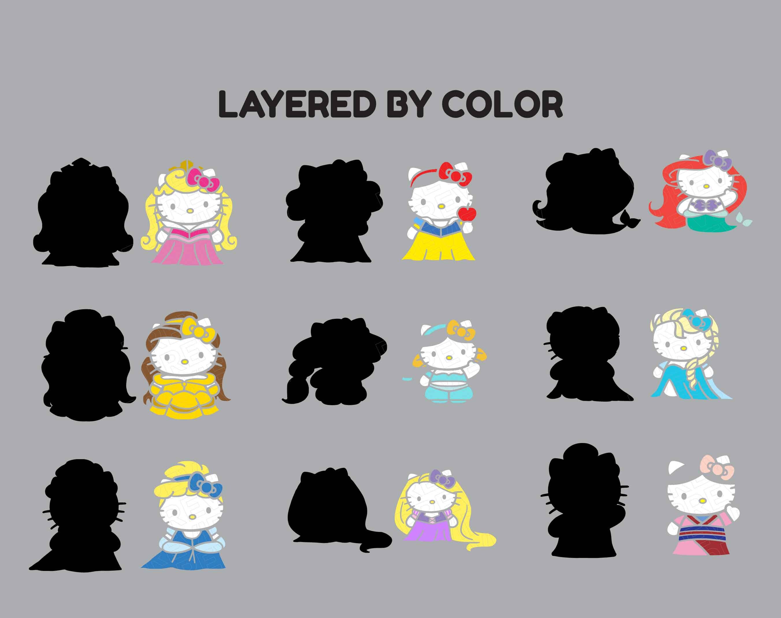 Hello Kitty SVG BUNDLE Disney Princess svg Cut files layered | Etsy
