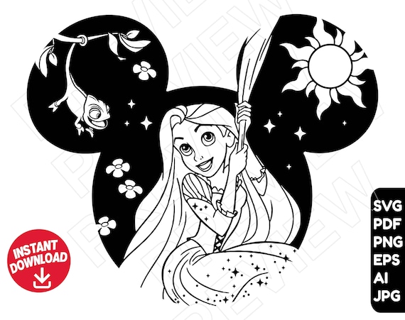 Rapunzel Princess Tangled SVG Disneyland Ears Clipart Vector | Etsy