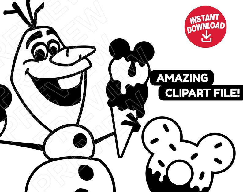 Olaf Frozen Snacks Svg Dxf Png Clipart Cut File Outline - Etsy