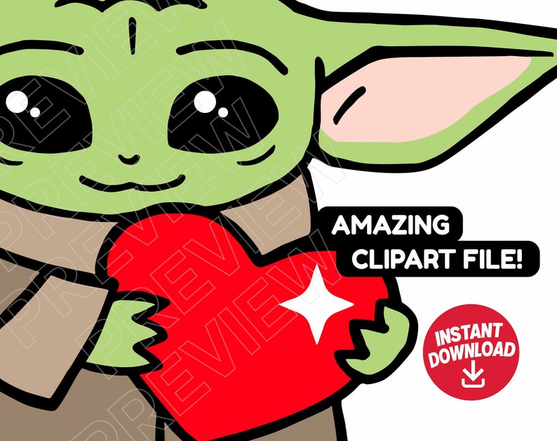 Baby Yoda SVG Heart Love Png Clipart Cut File Layered by - Etsy