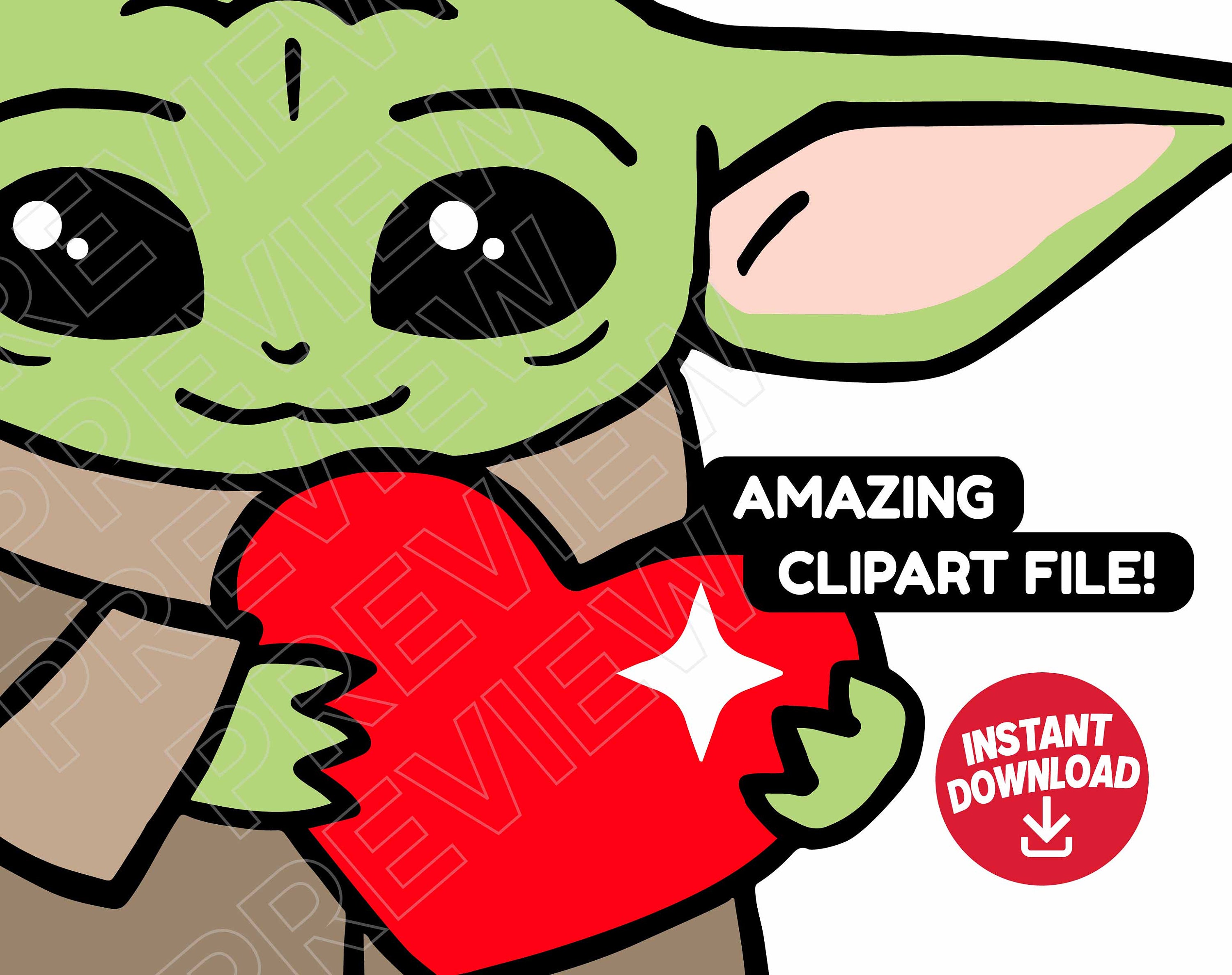 Baby Yoda SVG Heart Love Png Clipart Cut File Layered by - Etsy Canada