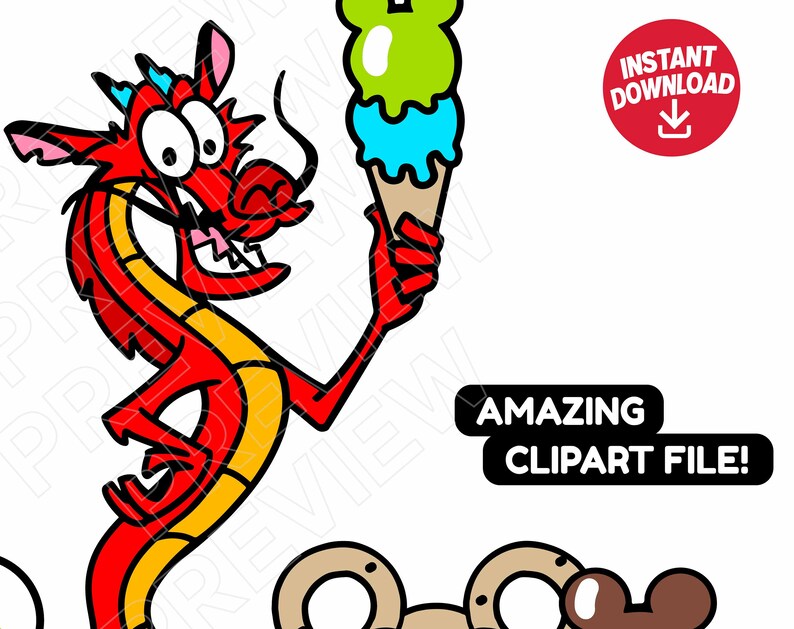 Mushu Disneyland Snacks SVG Dxf Png Clipart Cut File Layered - Etsy