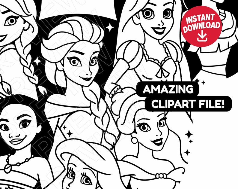 Princess SVG Disneyland Ears DXF Png Princesses Ariel Elsa - Etsy Australia