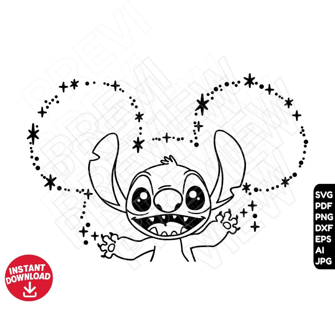 Stitch SVG Disneyland Dxf Png Clipart , Cut File Outline Silhouette - Etsy
