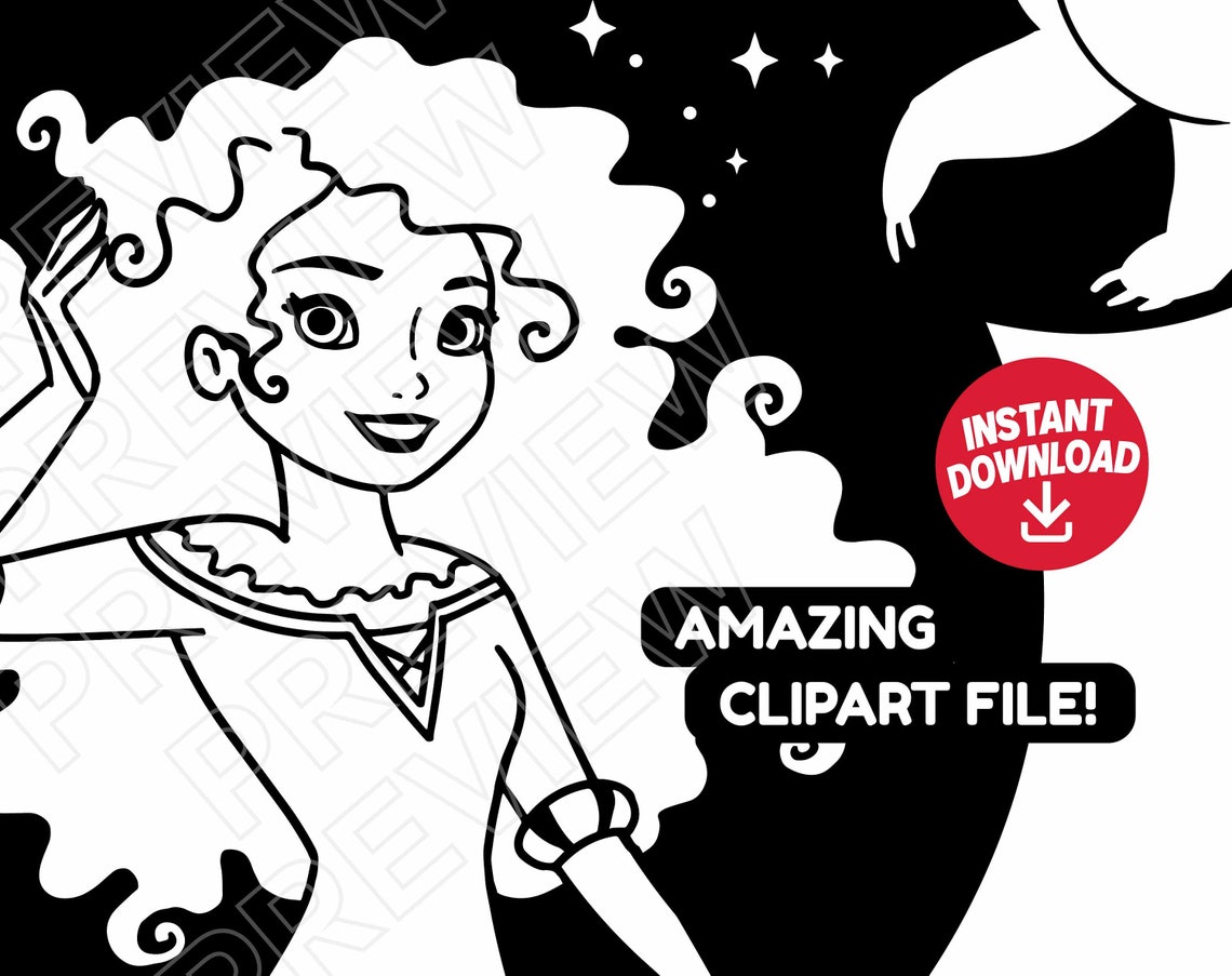 Merida SVG Princess Ears Brave Png Clipart Cut File Outline - Etsy