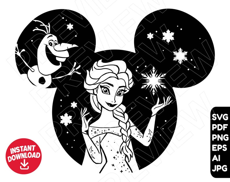 Frozen Svg Elsa Olaf Svg Vector Clipart Cut File Silhouette Etsy
