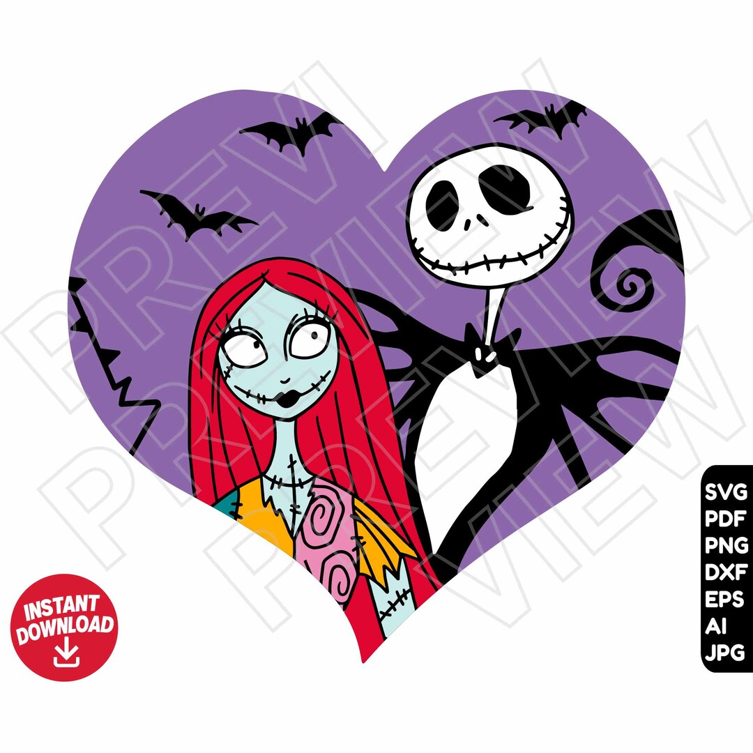 The Nightmare Before Christmas SVG Jack Sally , Halloween , Love , Dxf ...