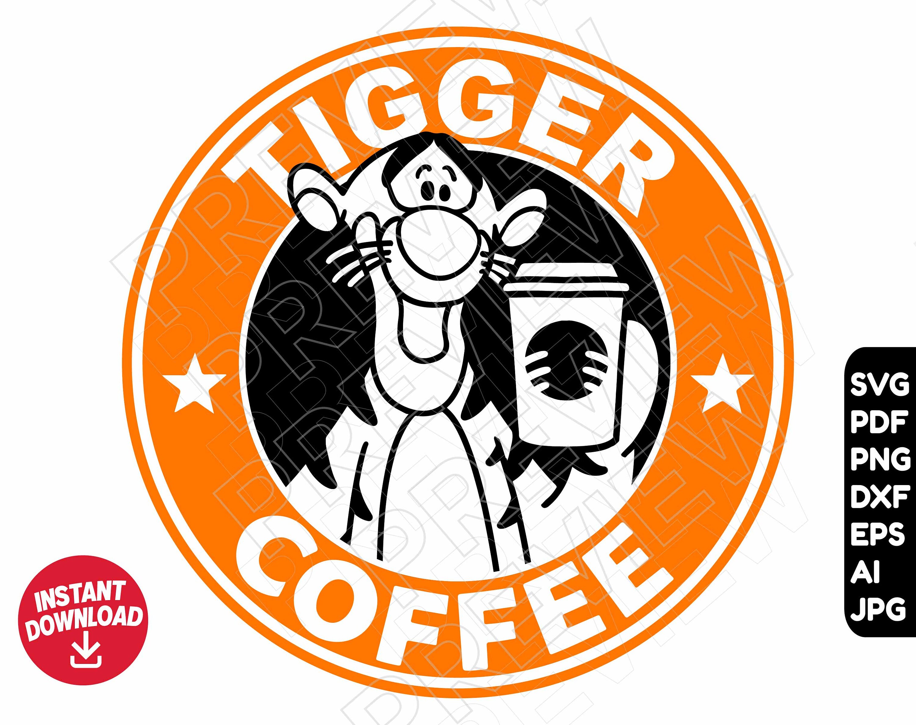Tigger SVG coffee winnie pooh coffee dxf png clipart cut file - Etsy México