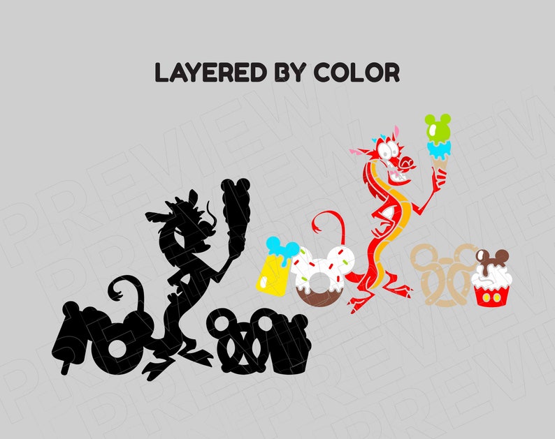 Mushu Disneyland Snacks SVG Dxf Png Clipart Cut File Layered - Etsy