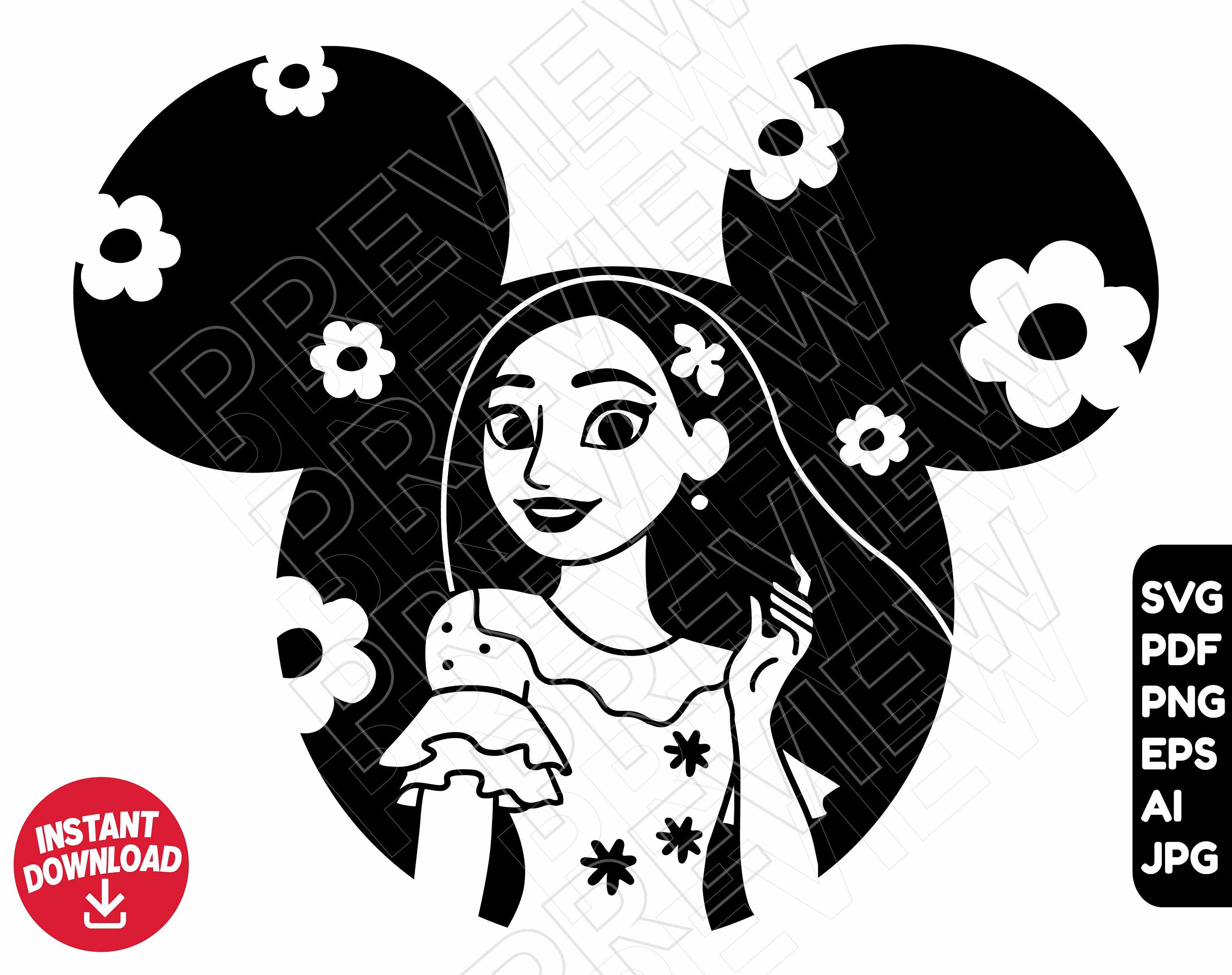 Encanto Isabela SVG Disneyland Ears Flowers Cut File - Etsy Finland