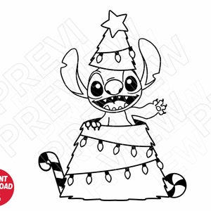Stitch Christmas Tree SVG Png Dxf Clipart , Cut File Outline Silhouette ...