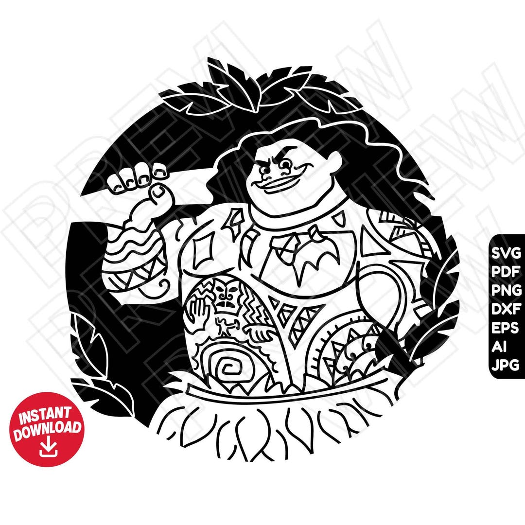 Maui SVG Moana 2 , Clipart Png Dxf , Cut File Outline Silhouette - Etsy ...