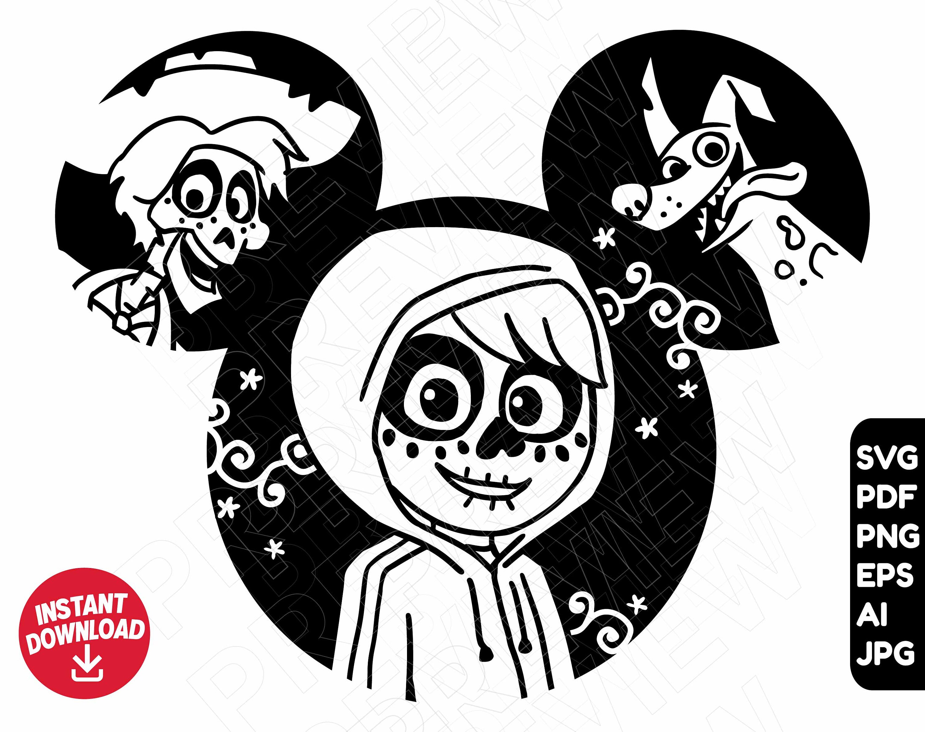 Coco SVG Png Clipart Silhouette Cut File Disneyland Ears Svg - Etsy Denmark