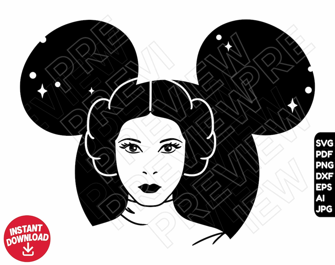 Princess Leia SVG Star Wars Ears Png Dxf Clipart , Cut File Outline ...
