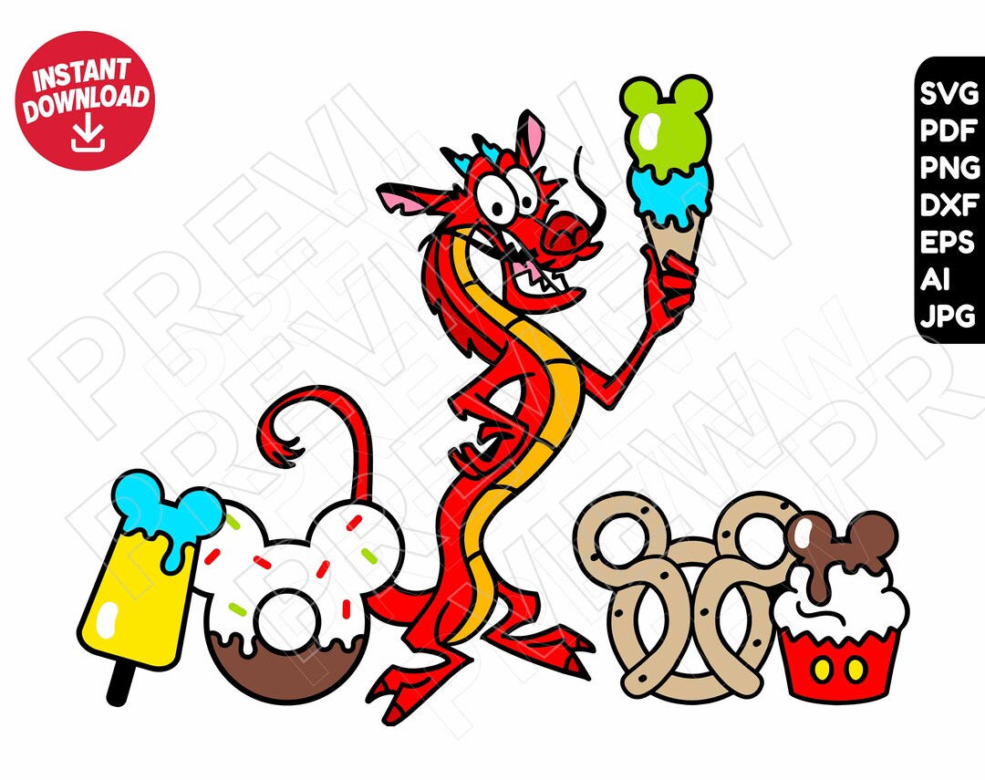 Mushu Disneyland Snacks SVG Dxf Png Clipart Cut File Layered - Etsy
