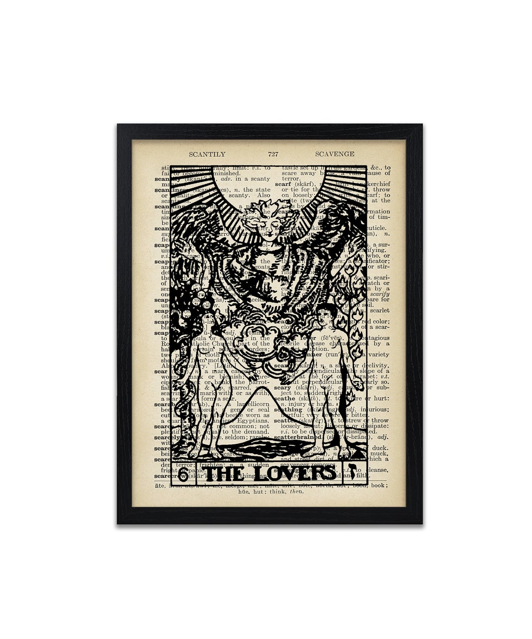 The Lovers Tarot Card Print | Vintage Dictionary Art - Etsy