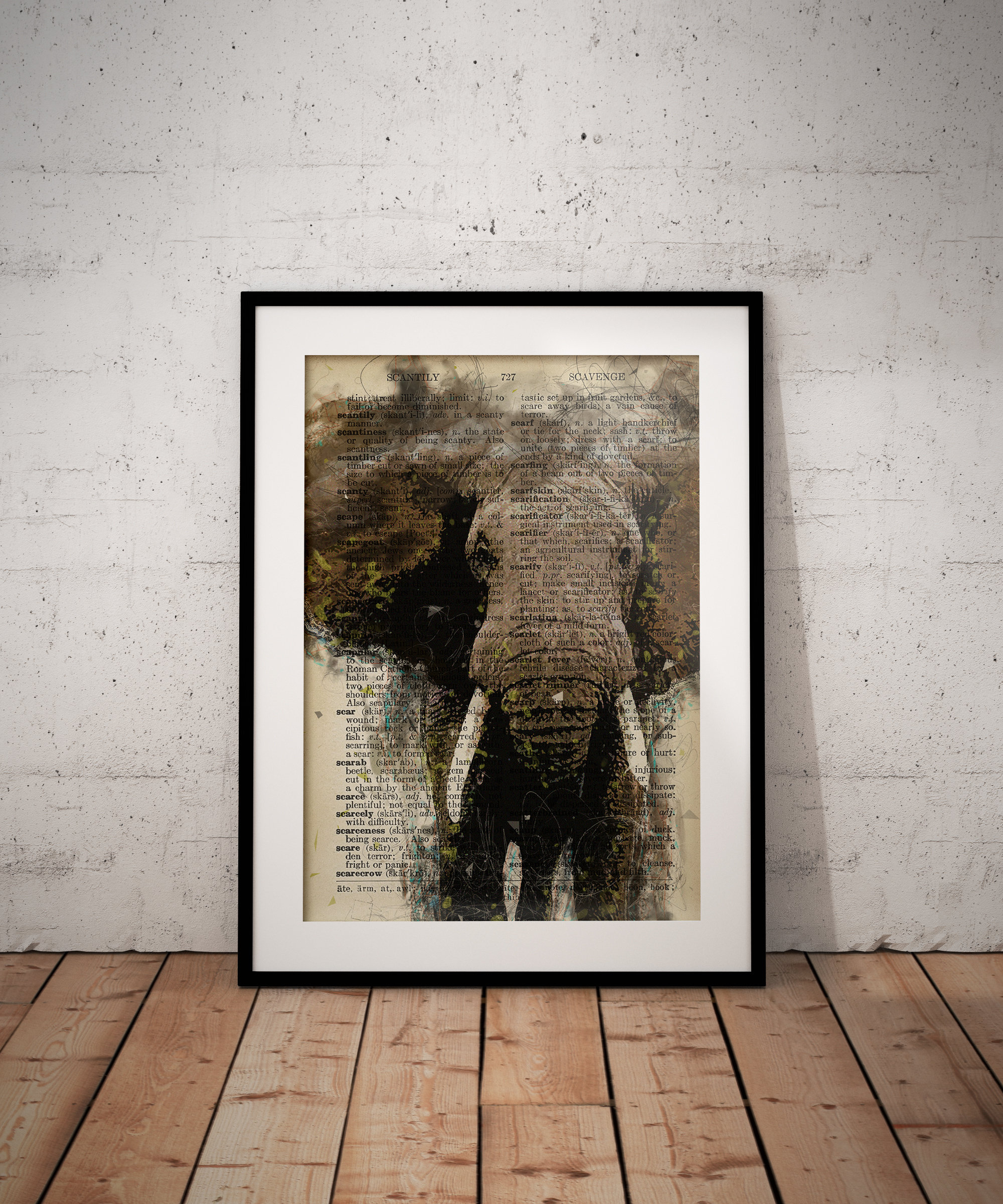 Elephant Abstract Dictionary Art Print | Etsy
