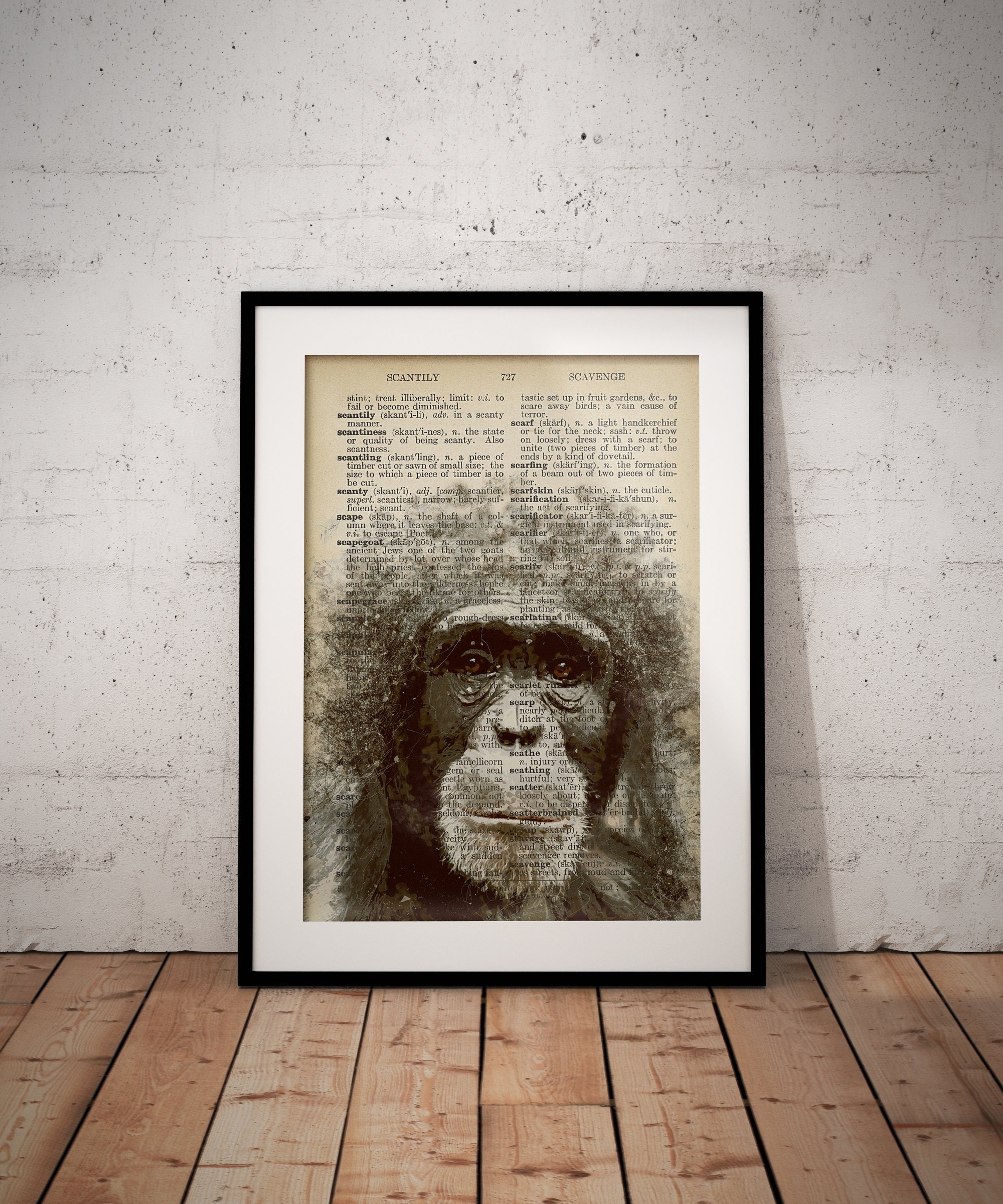 Beautiful Monkey Abstract Dictionary Art Print - Etsy