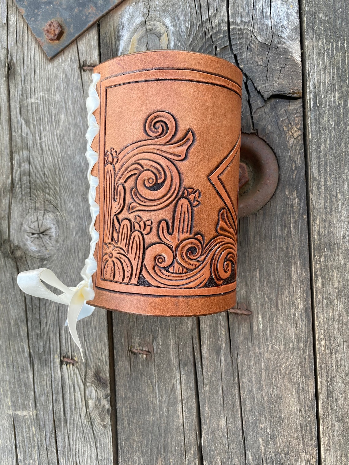 Tooled Leather Bouquet Wrap | Etsy