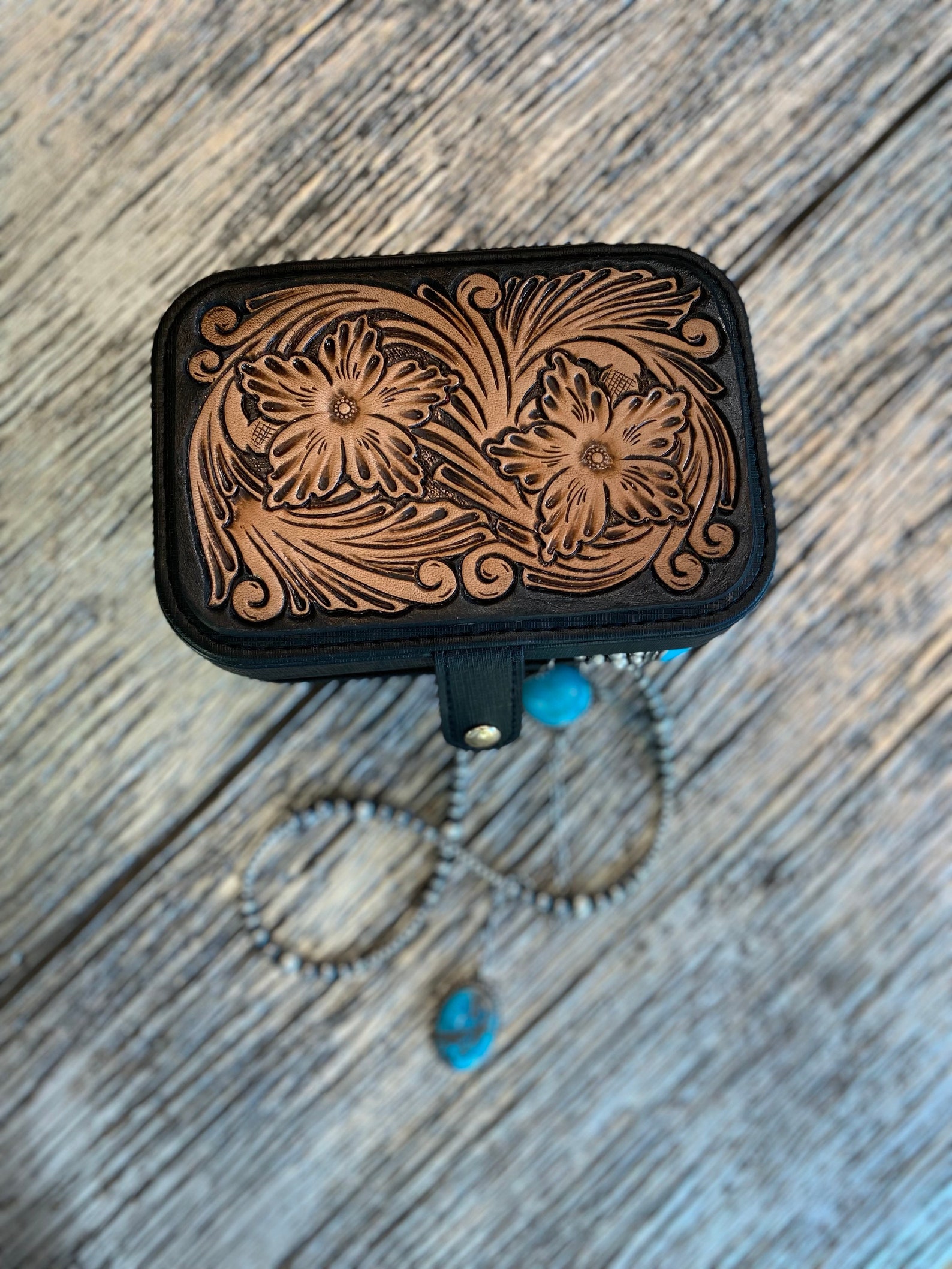 Tooled Leather Jewelry Box | Etsy