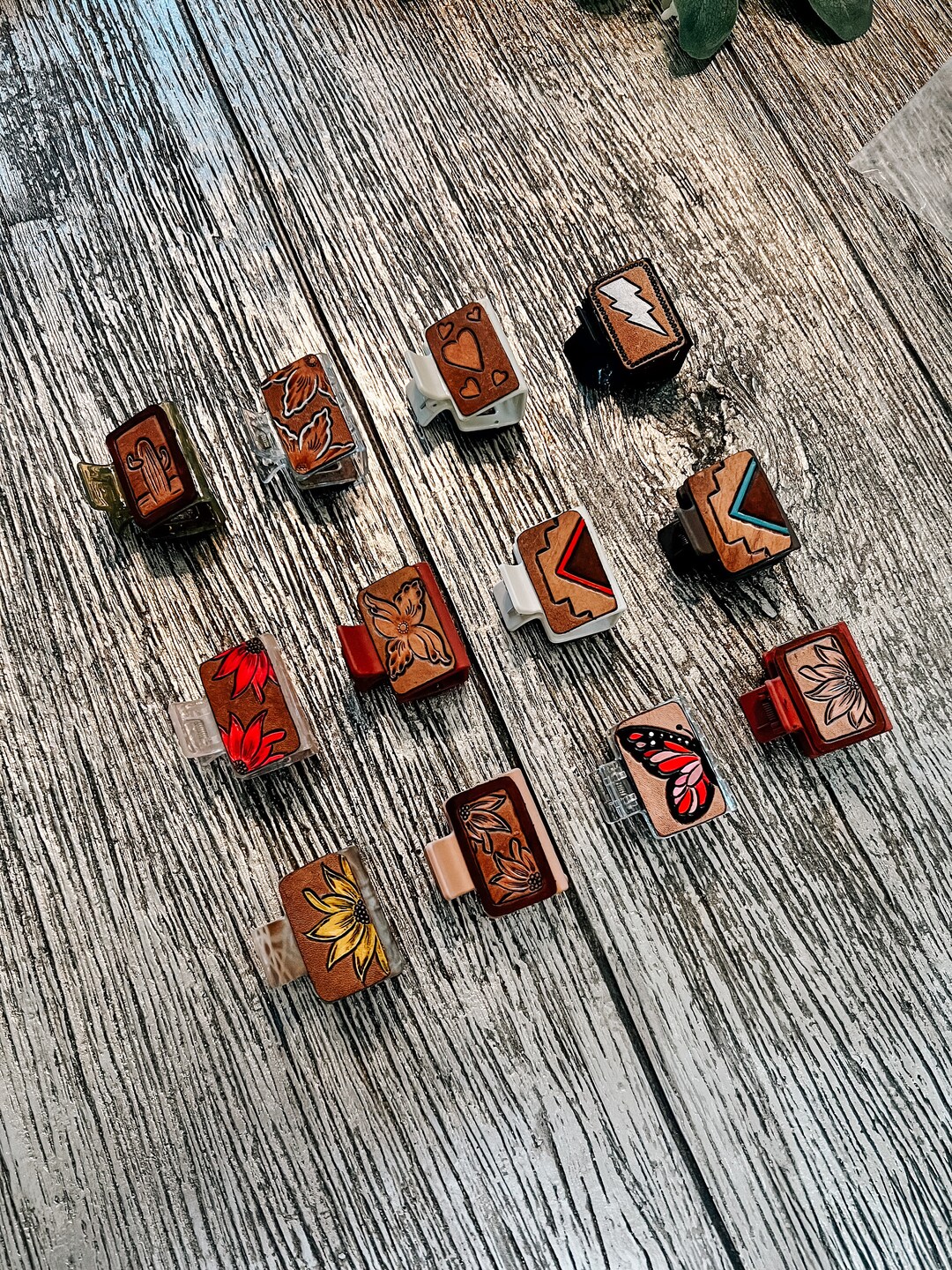 Tooled Leather Small Claw Hair Clips - Etsy