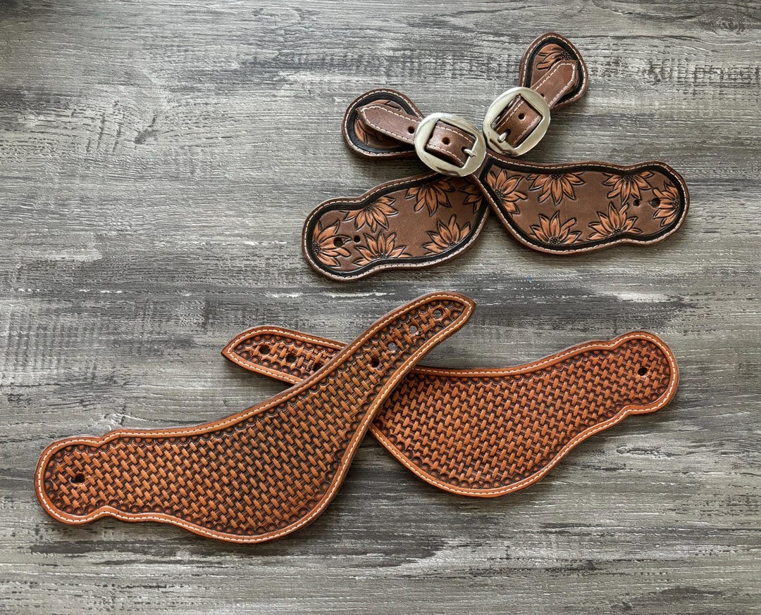 Tooled Leather Spur Straps - Etsy