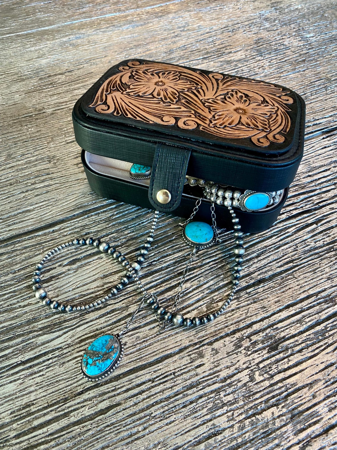 Tooled Leather Jewelry Box | Etsy