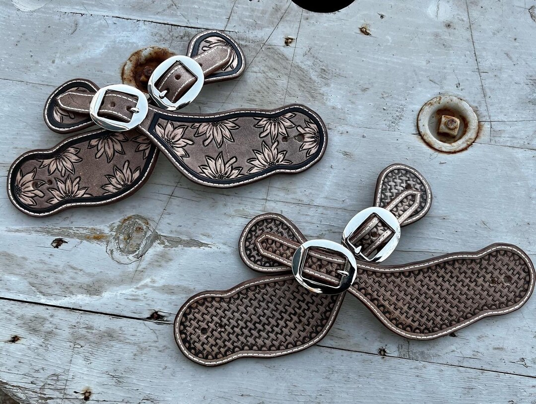 Tooled Leather Spur Straps - Etsy