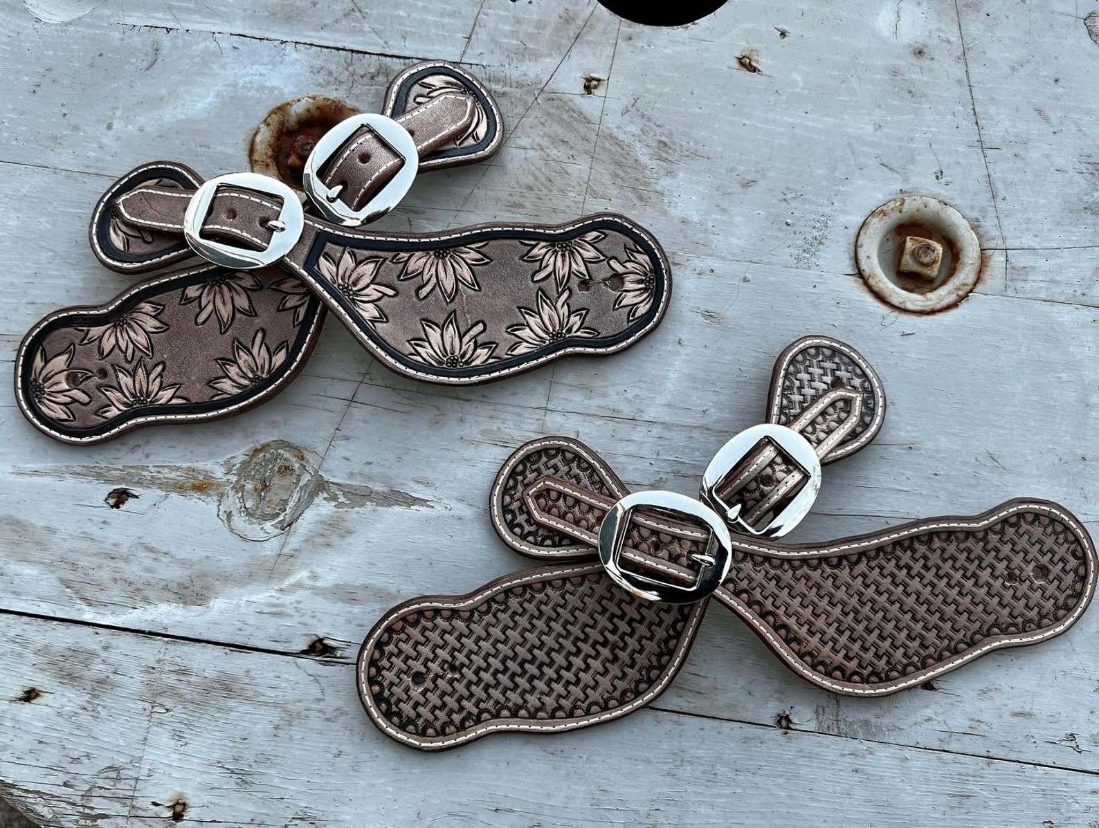 Tooled Leather Spur Straps - Etsy